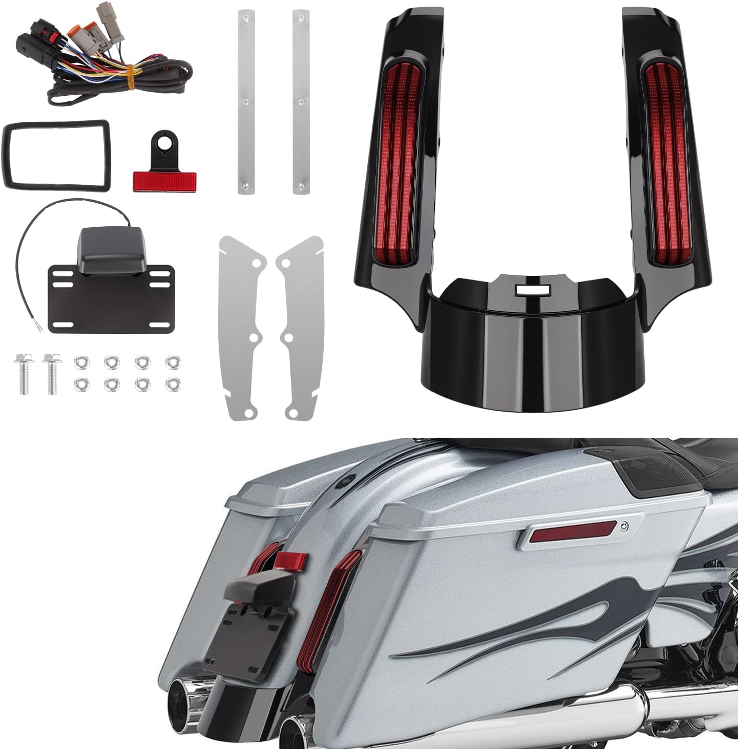 Amazon.com: Hutigertech 2014-2023 Rear Fender Fascia w/LED For Stop/Tail/Turn Signal Lights Fits ...