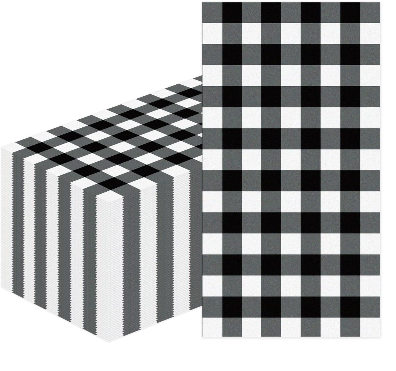 Amazon.com: HEIPINIUYE 50 Pieces 3-ply Black Gingham Napkins Disposable ...
