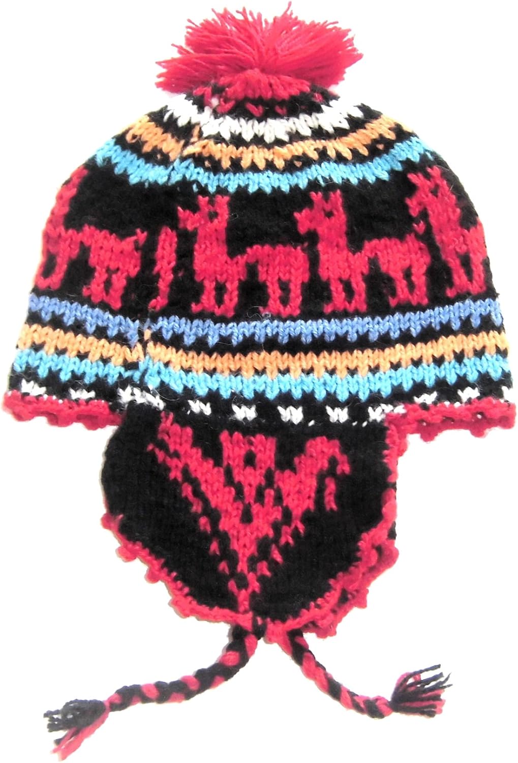 Alpakaandmore, Unisex Hand-Knitted Peruvian Chullo Hat, Rustical Alpaca ...