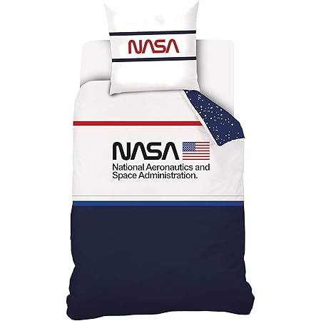 NASA - Bedding Set - 140 x 200 cm - 100% Cotton - Blue/White : Amazon ...