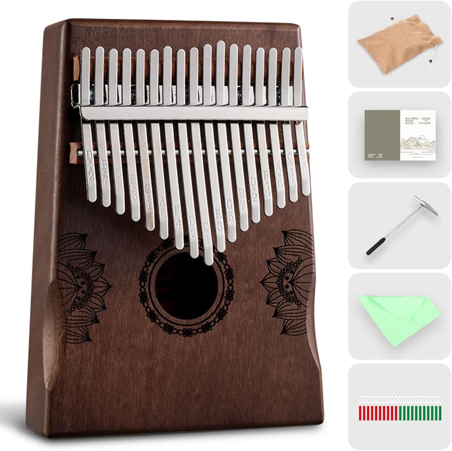 MOOZICA 17 Keys Kalimba Thumb Piano, Tone Wood Marimba with ...