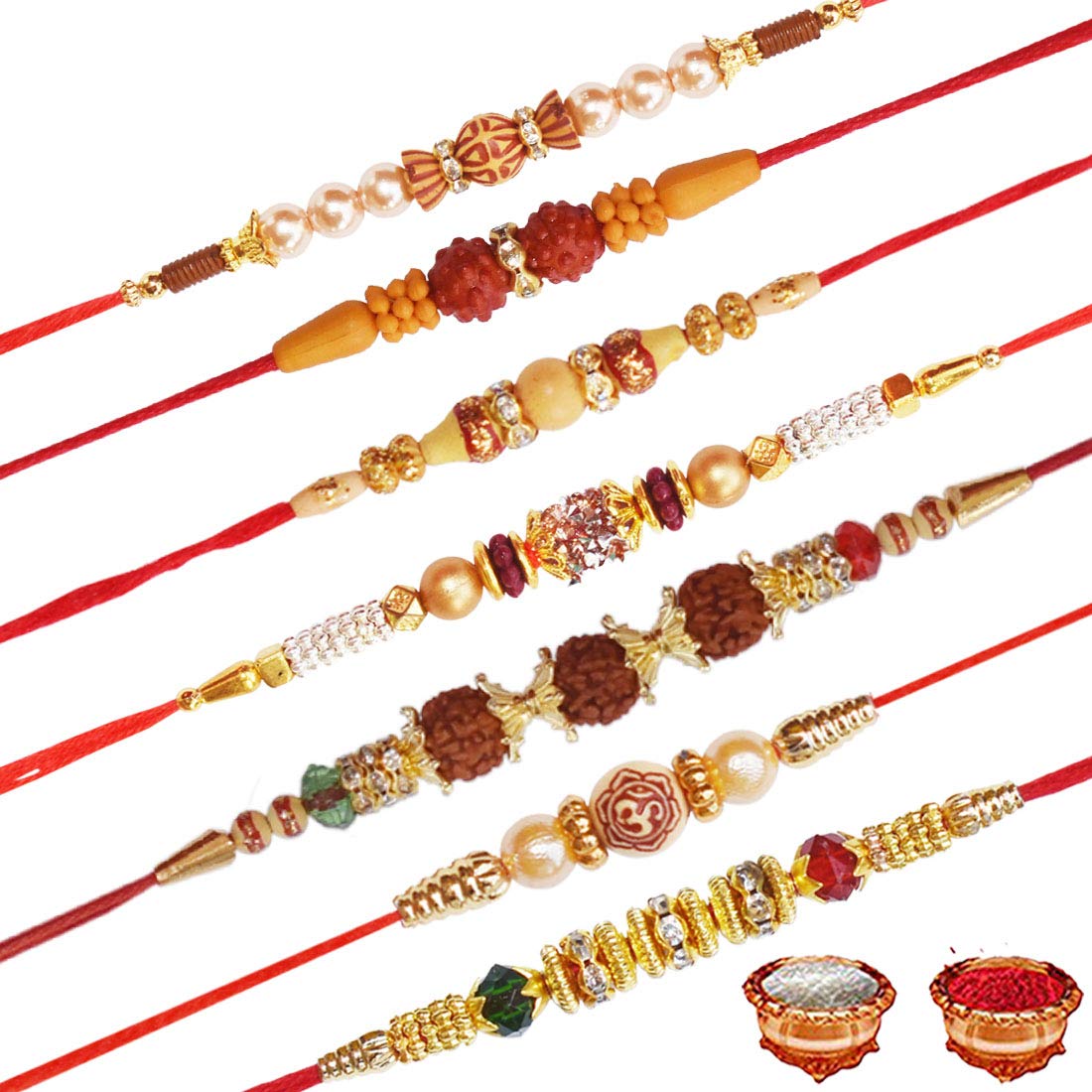 Luvkushcart Bamboo Rakhi with Roli Chawal-Pack of 9 : Amazon.in: Jewellery