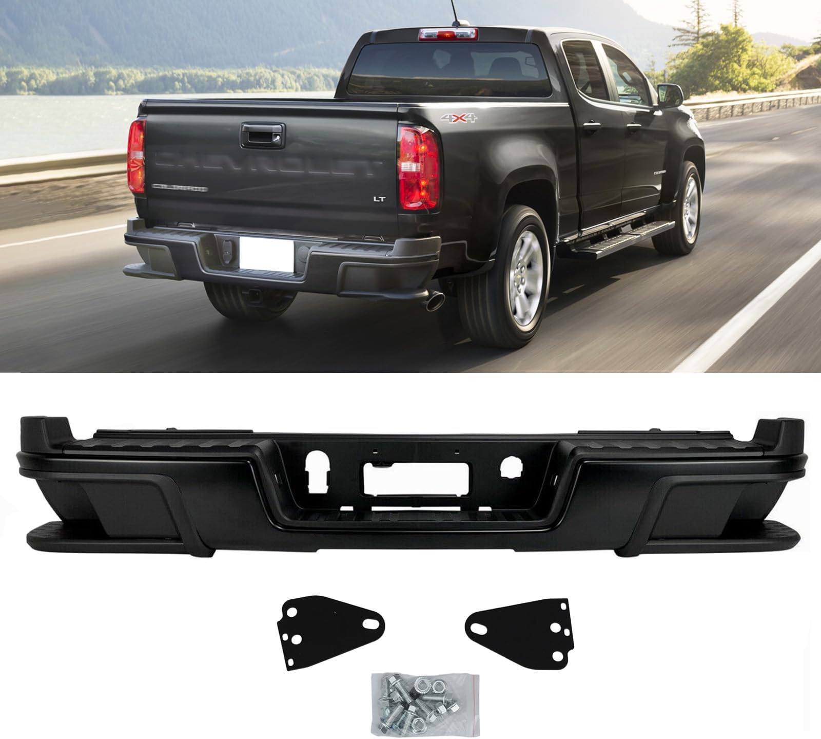 Amazon.com: Black Rear Step Bumper Assembly Fit for 2015-2022 Chevy ...