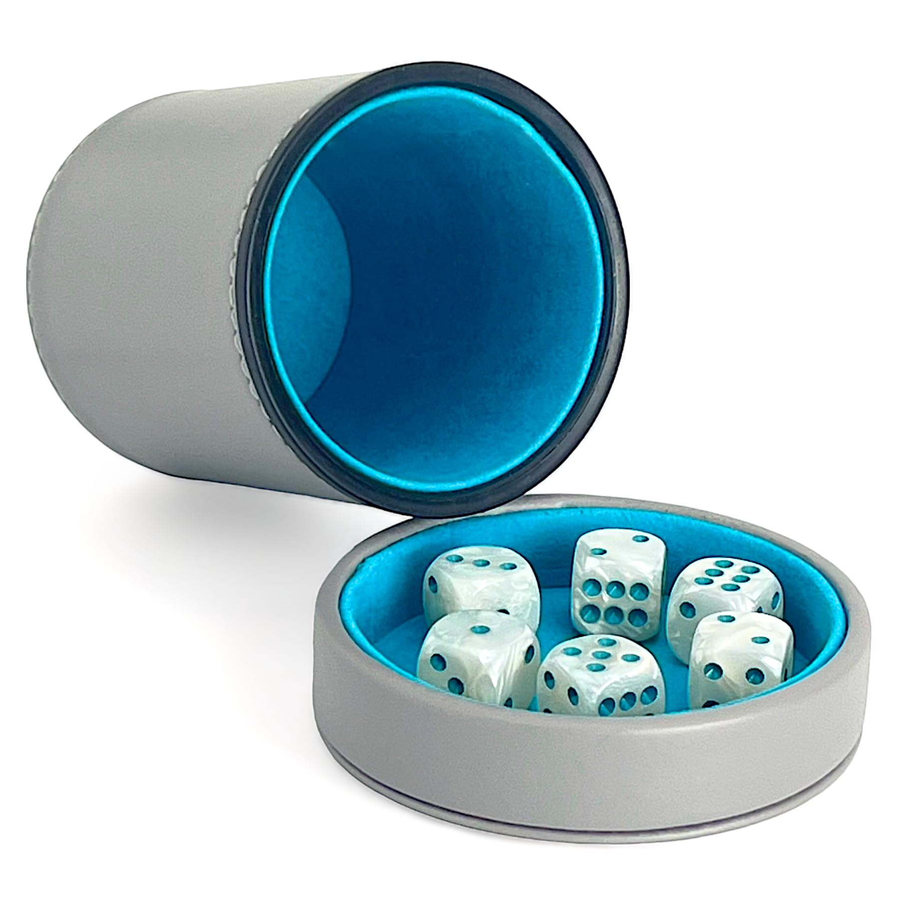 Snapklik.com : Luck Lab Grey Leather Dice Cup