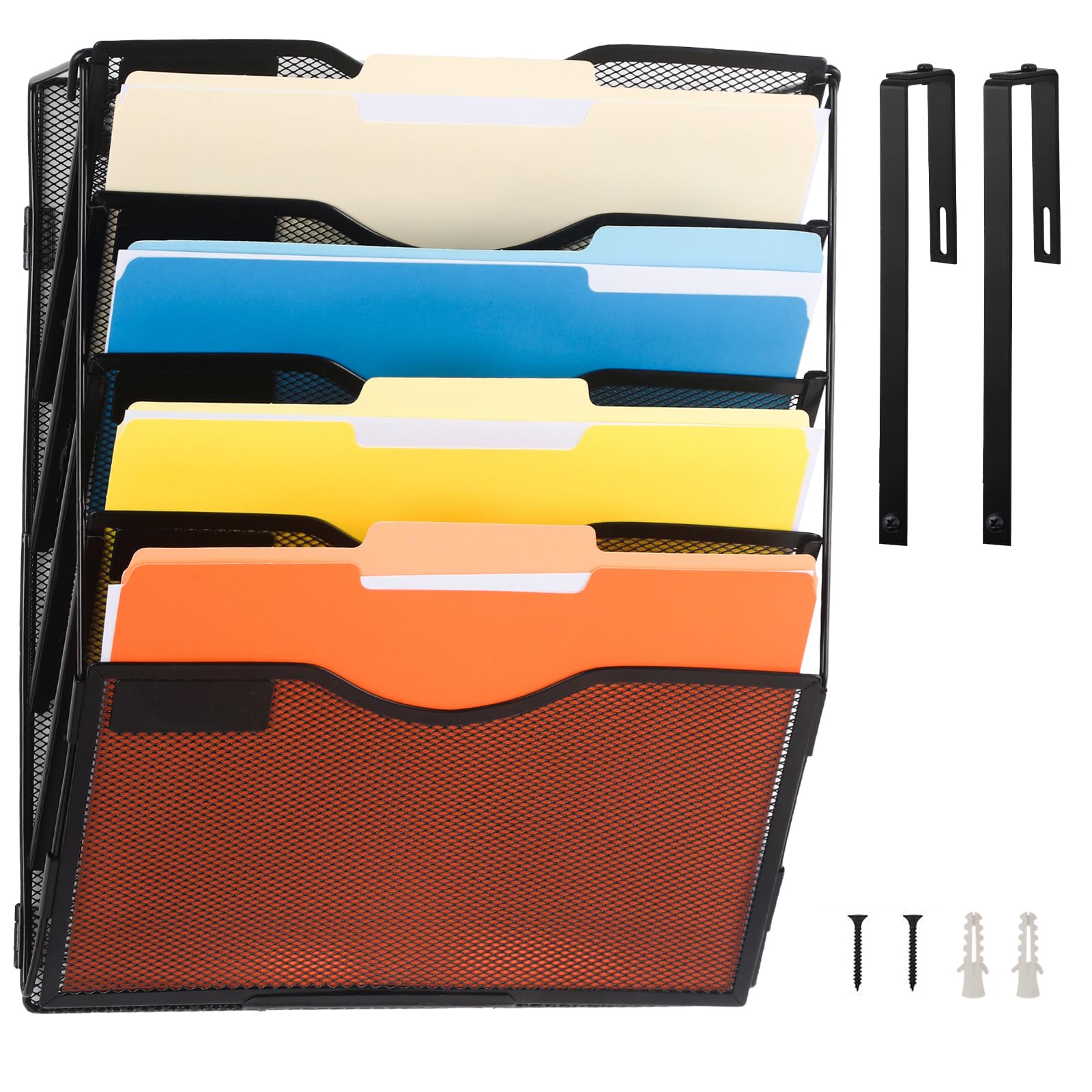 Amazon.com : EASEPRES 5 Pocket Mesh Hanging Wall File Organizer with ...
