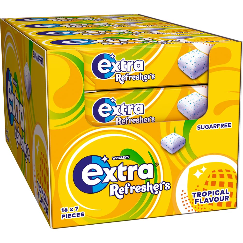 Wrigleys Extra Refreshers Chewing Gum Tropical Flavour 16 Packs 7 ...