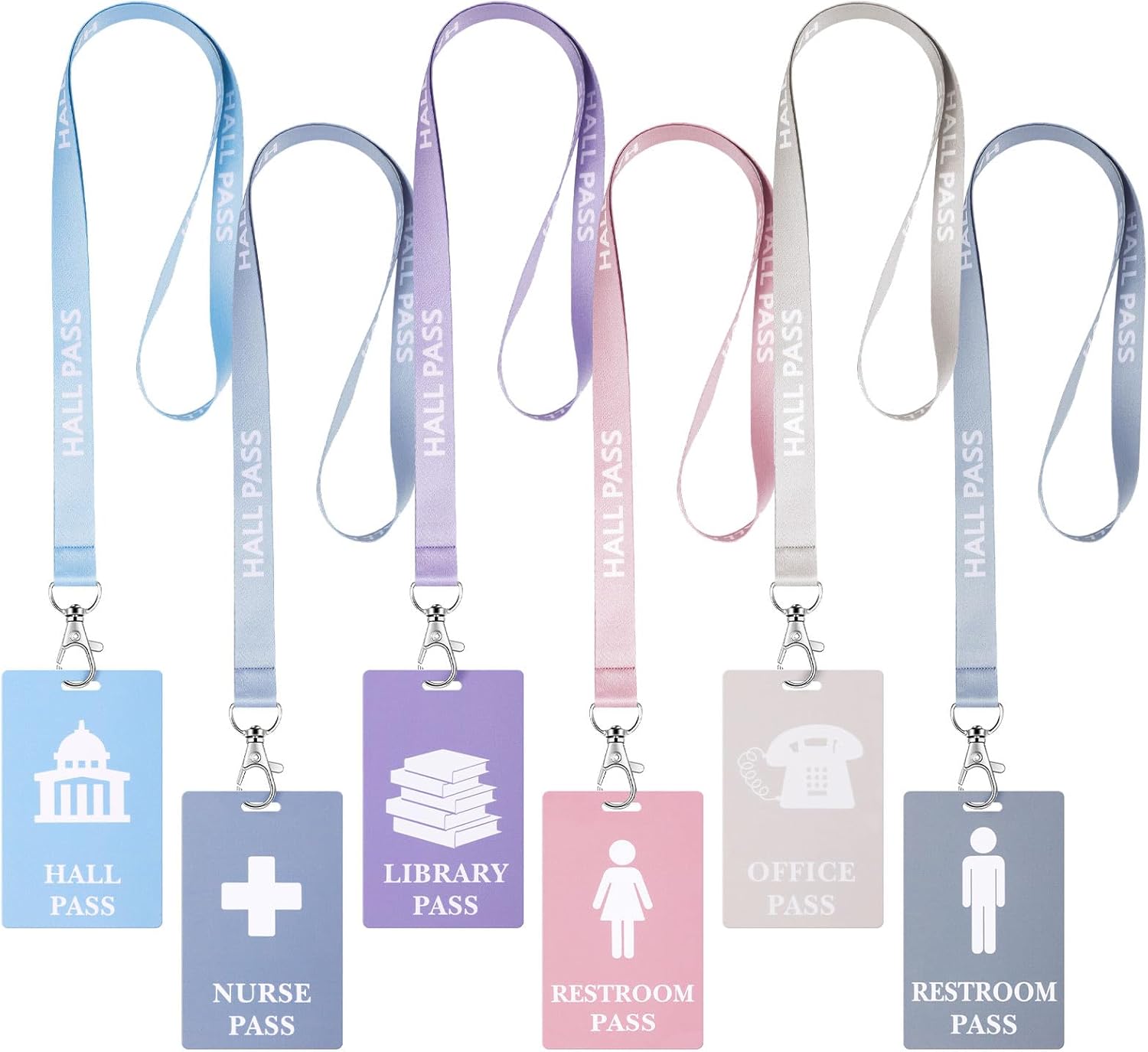 Amazon.com: Feifeiya 12 Pcs PVC Hall Pass Lanyards School Passes Set ...
