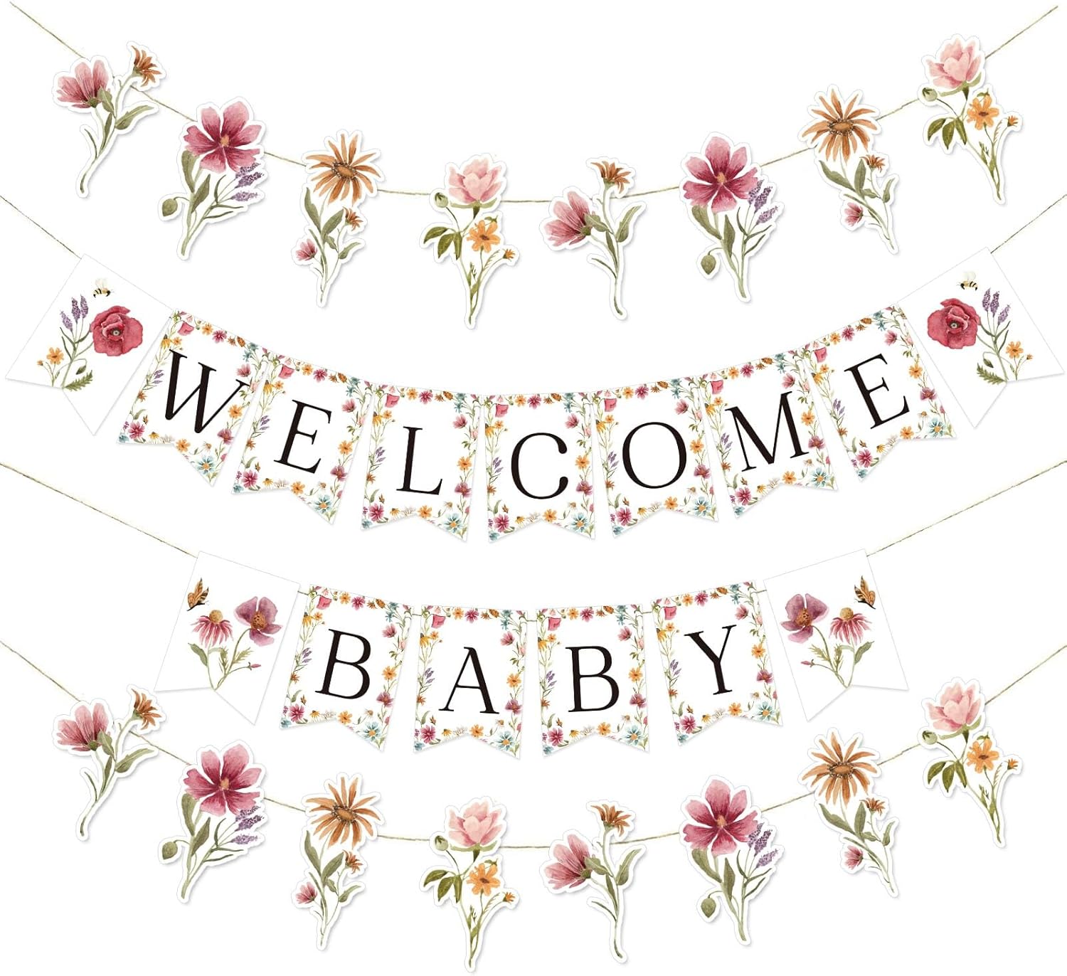 Amazon.com: Wildflower Baby Shower Banner, Flower Birthday Party ...