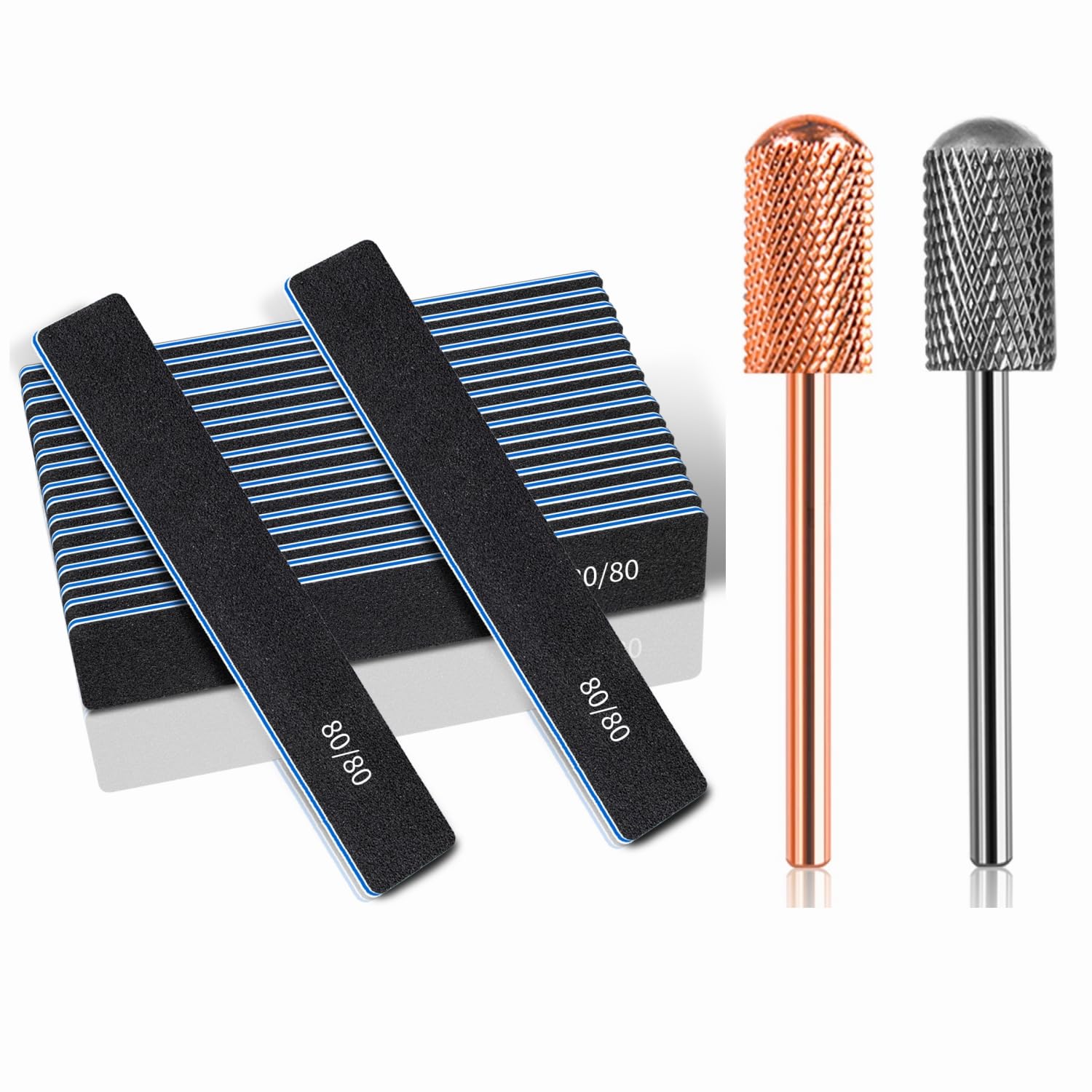 Amazon.com : 80/80 Grit Nail Files with Safety Nail Drill Bits for ...