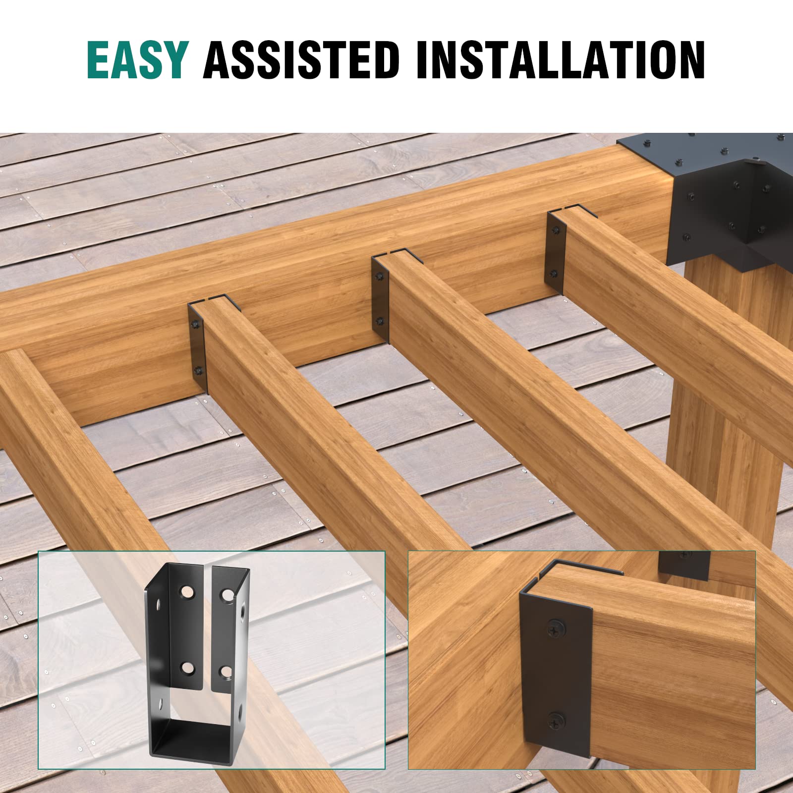 Snapklik.com : Kinchoix 6 Pcs Concealed Joist Hanger 2x4 Outdoor ...