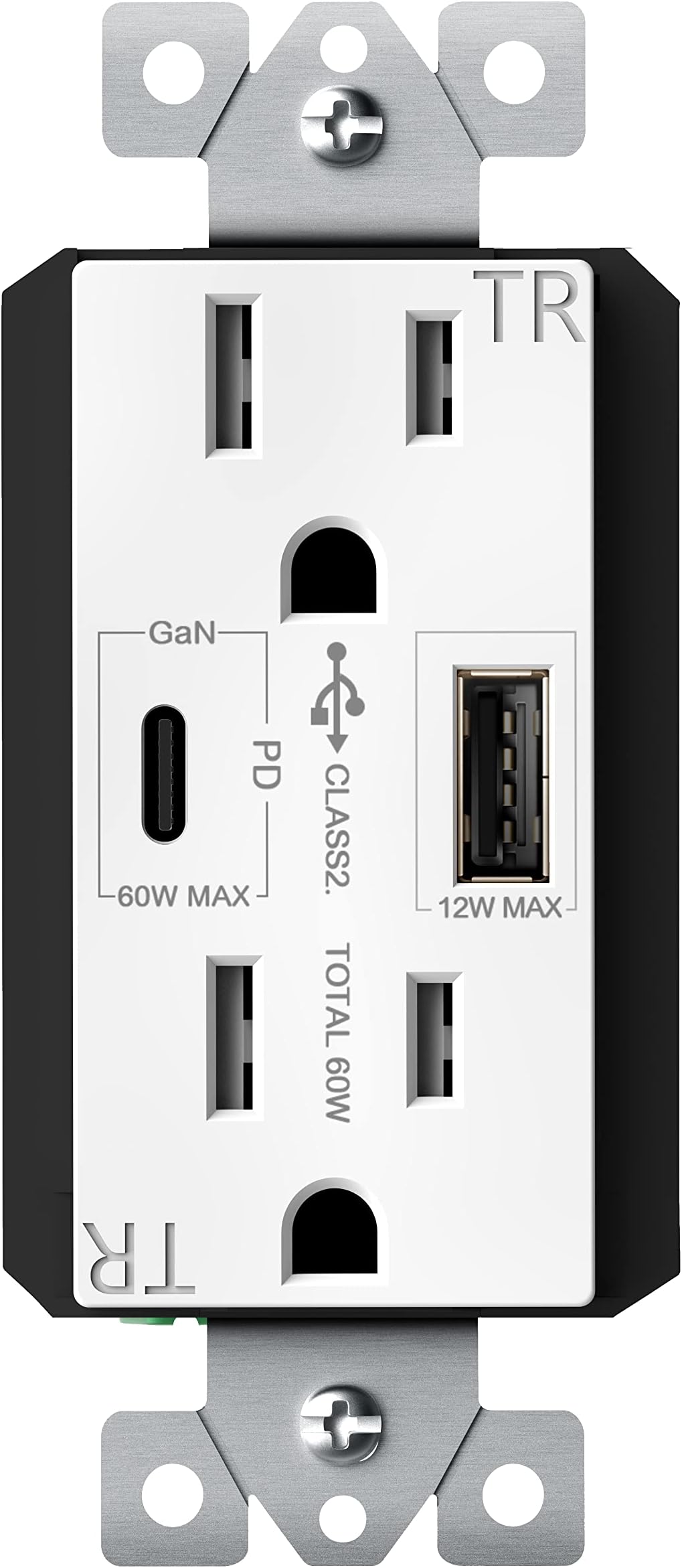 Leviton T5833-HGW Heavy-Duty Hospital Grade, Tamper Resistant, Type A-C ...