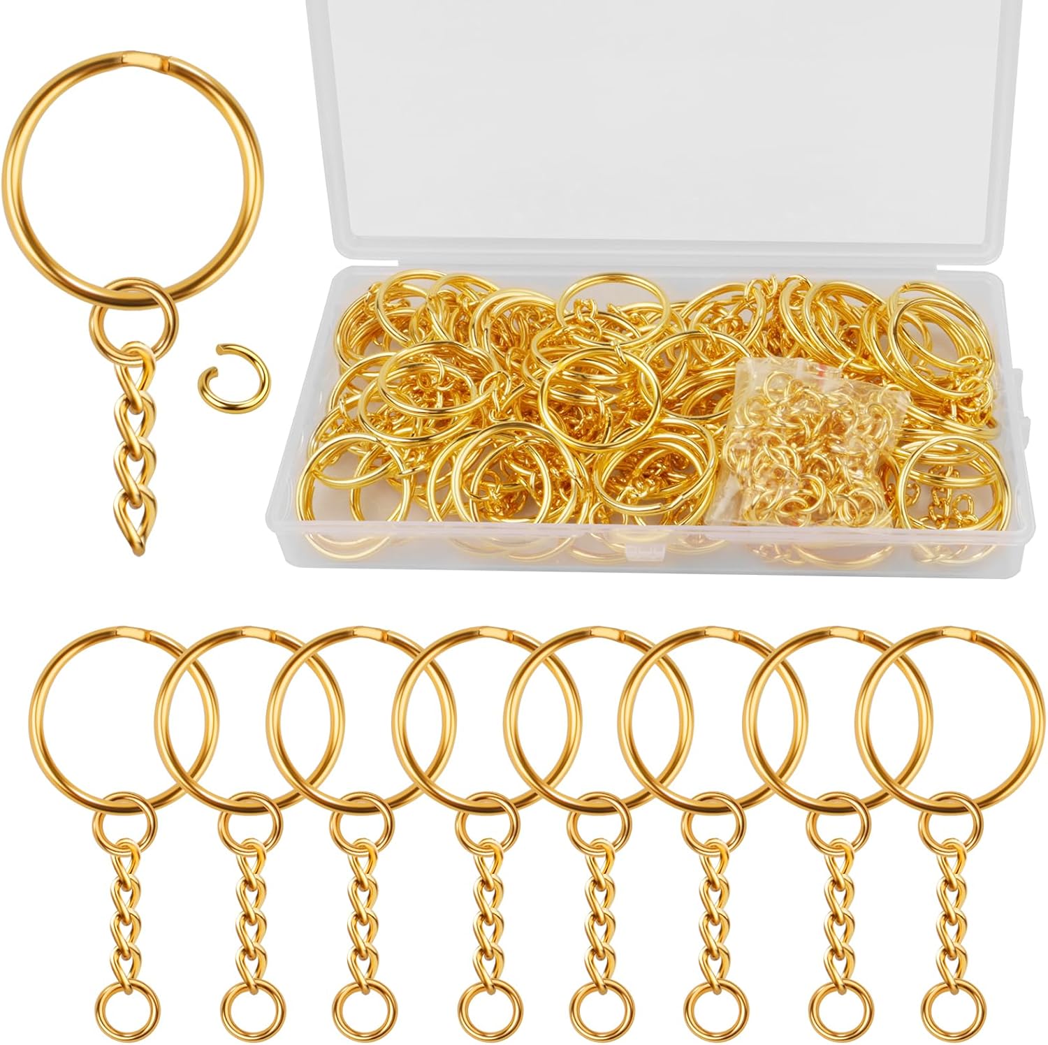 80PCS Key Chain Rings with Chain and 80PCS Open Jump Rings Metal Splits ...