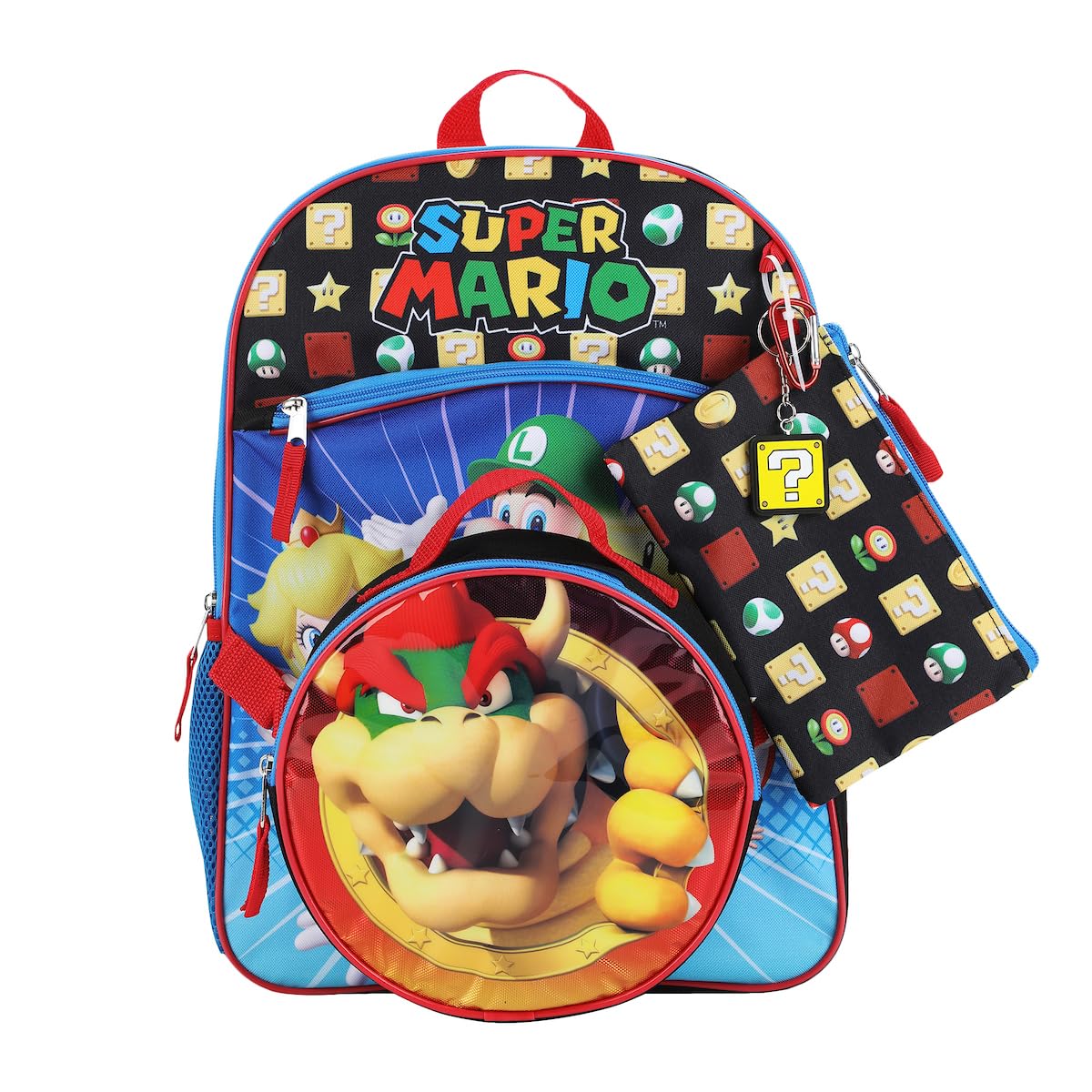 Amazon.com | BIOWORLD Super Mario Brothers 5-Piece Backpack & Lunchbox ...
