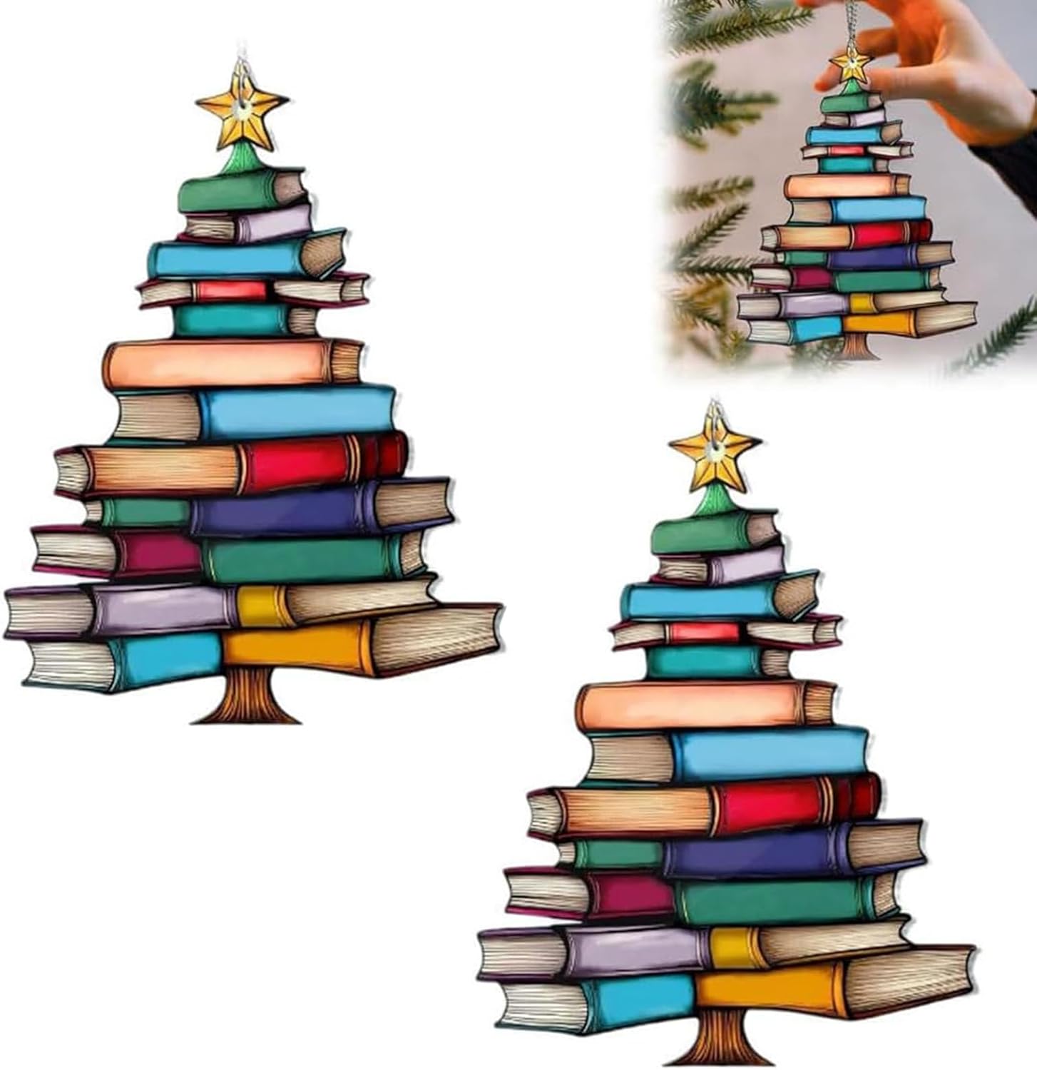 Amazon.com: Christmas Book Tree Suncatcher Ornament,2025 Book Ornaments ...