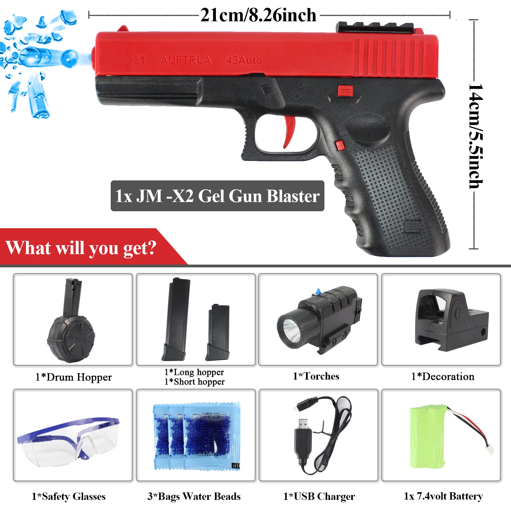 Buy Gel Gun Blaster X2 Electric Gel Ball Blaster, Highly Assembled Toy ...