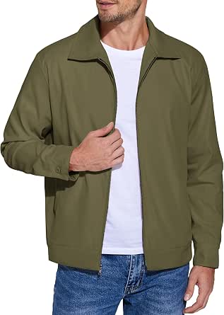 COOFANDY Men's Lightweight Zip Up Jacket Eisenhower Work Office Jackets ...