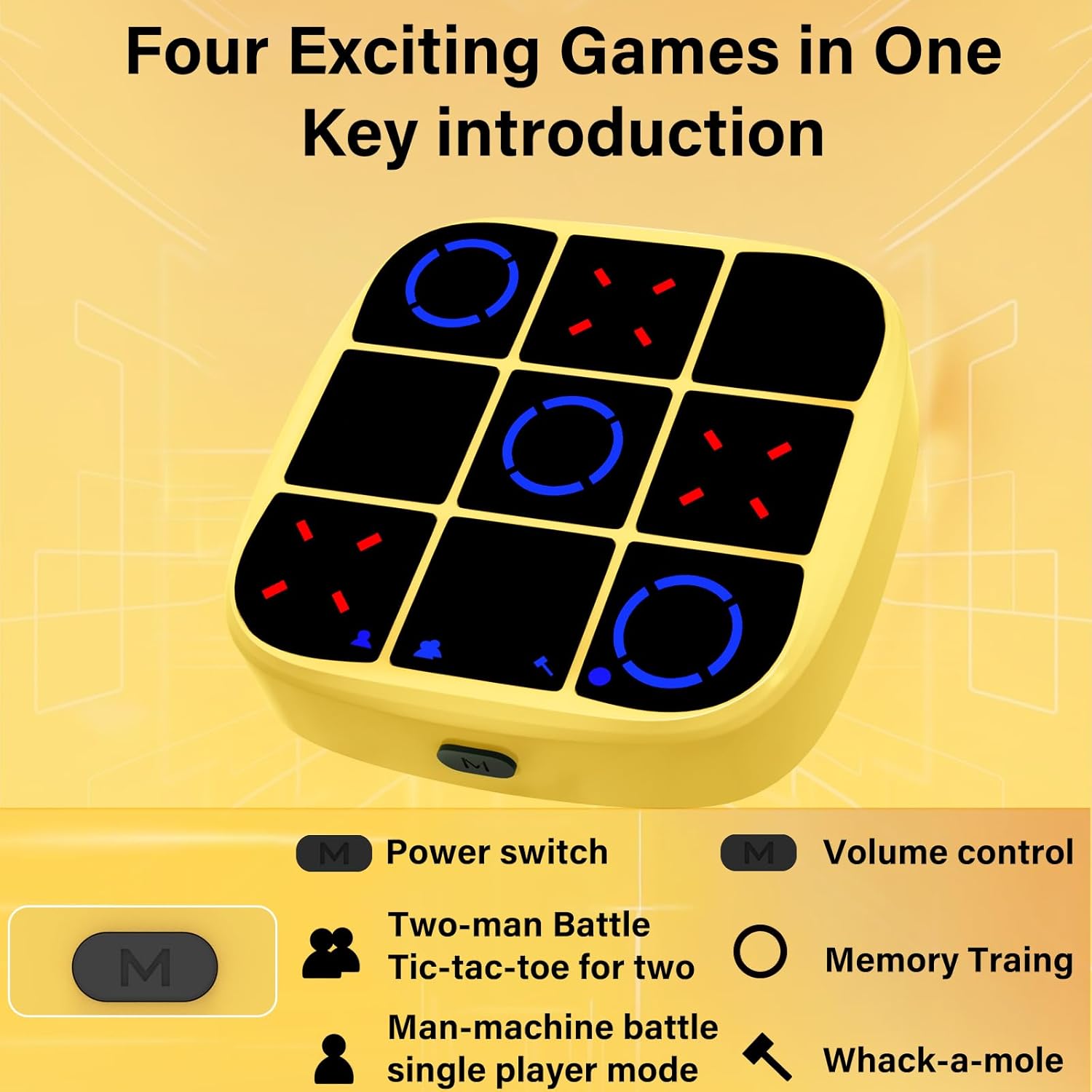 Tic-Tac-Toe Bolt Game, 4-in-1 Handheld Puzzle Games Console, Electronic ...