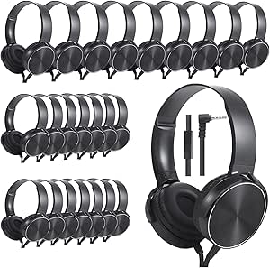 Wensdo Wholesale Bulk Headphones with Microphone 24 Pack for Classroom ...