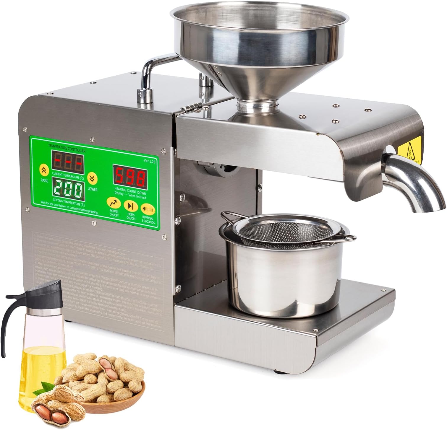 Amazon.com: Automatic Oil Press Machine Stainless Steel Presser ...