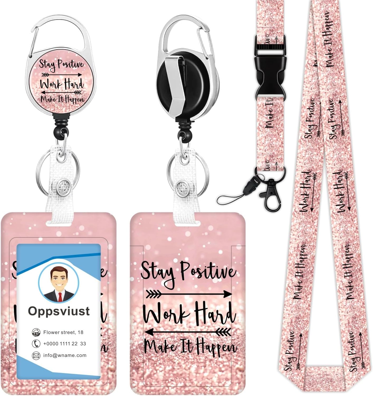 Amazon.com : Hard Plastic 3 Card Badge Holder with Retractable Reel ...