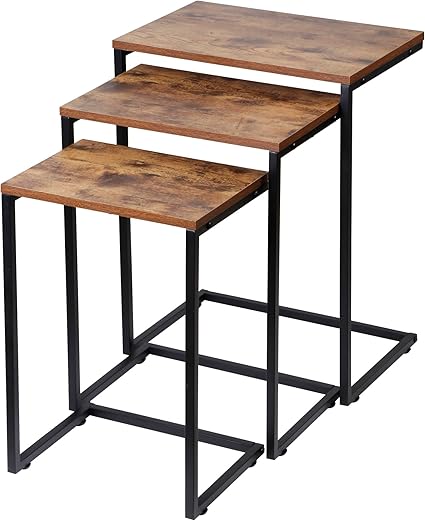 Amazon.com: Nouva Modern Nesting Coffee Table, Set of 3 Square Stacking ...