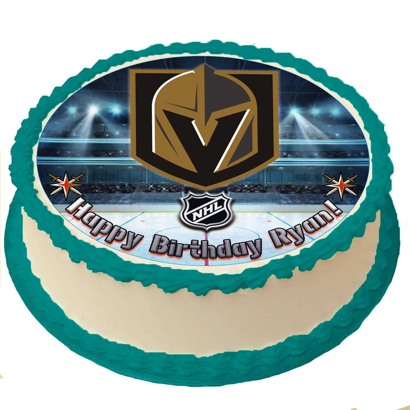 Amazon.com: Golden Knights Personalized Cake Topper 8 Inches Round ...