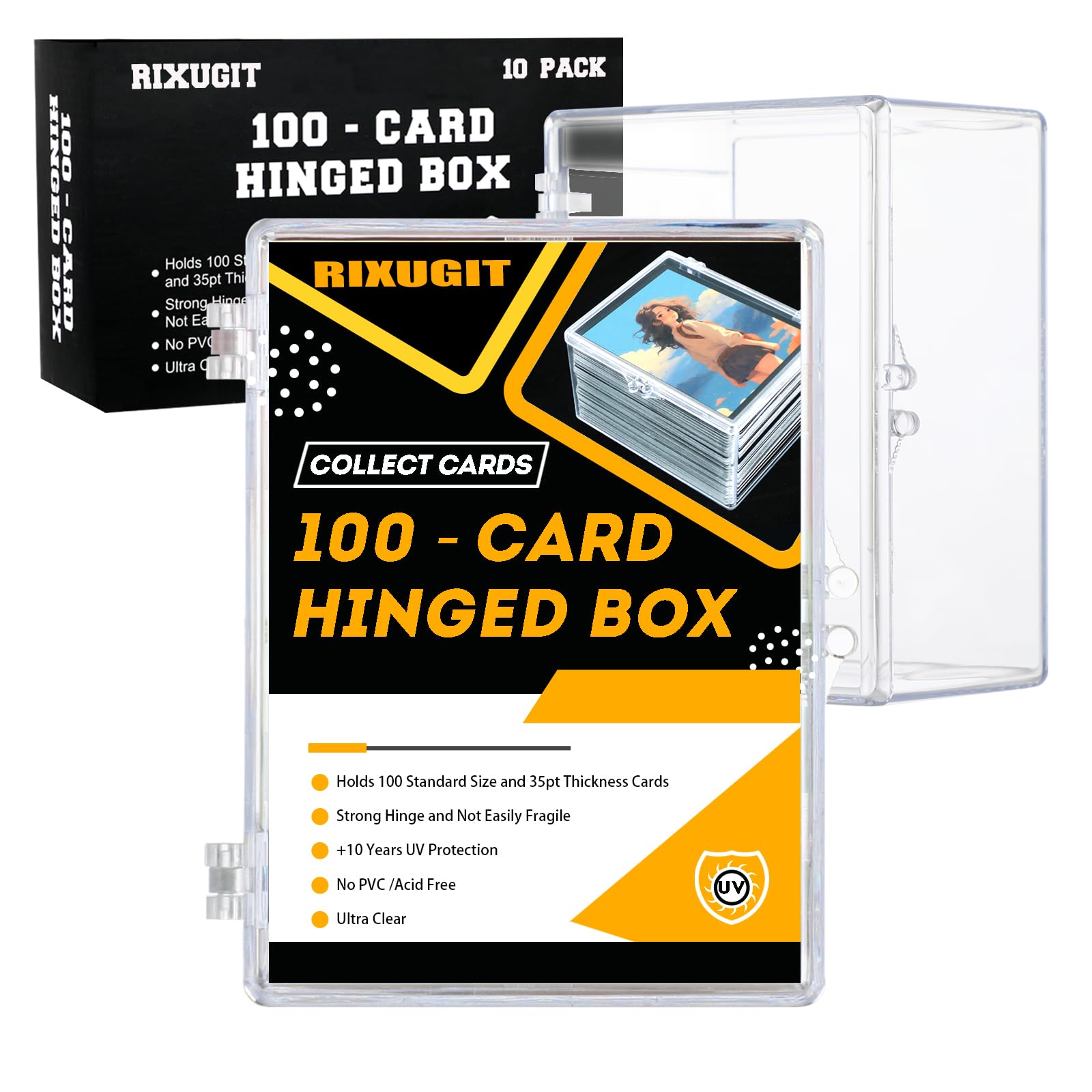 Amazon.com: 10-Pack 100-Count Deck-Case Card-Box - Hinged Trading Card ...