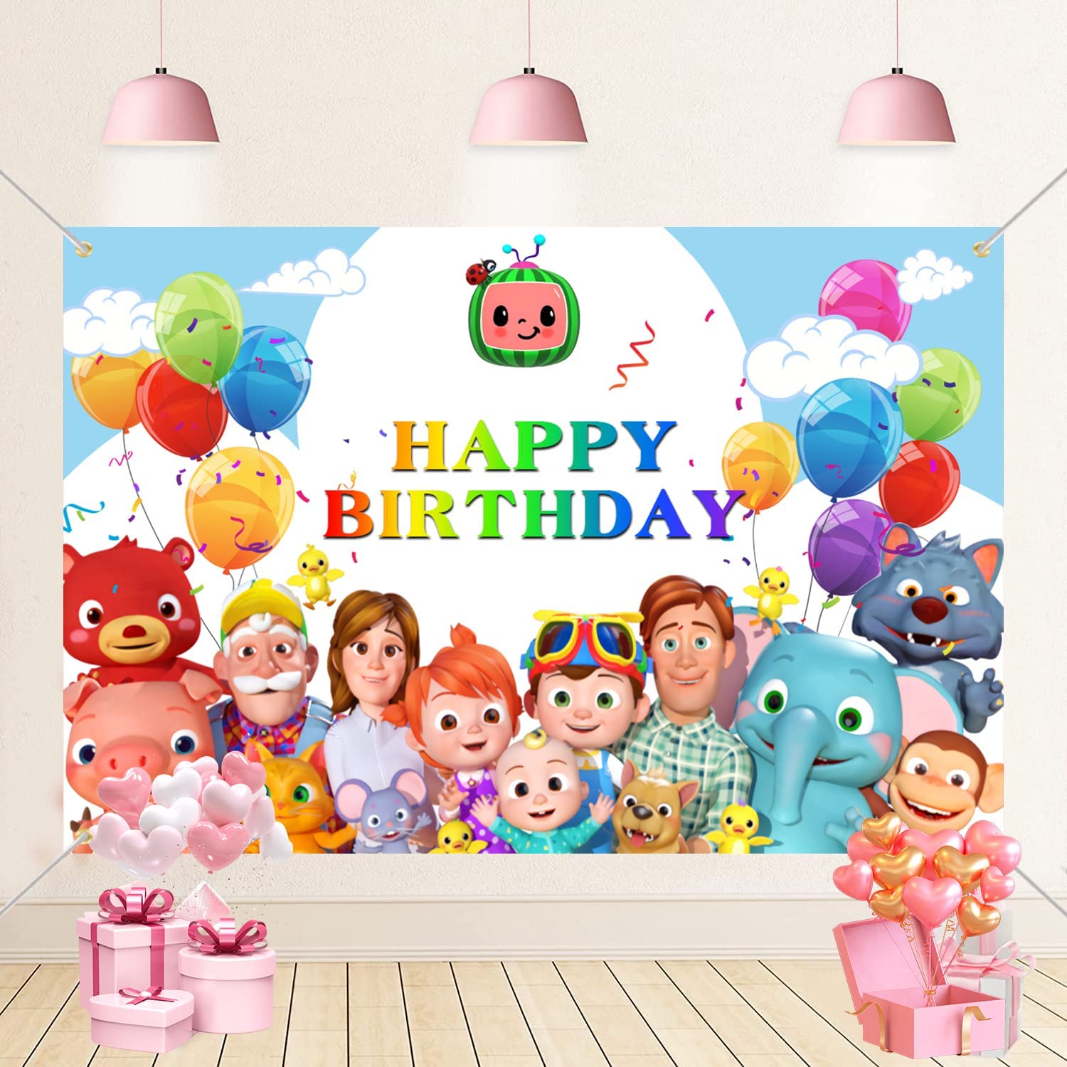 Cocomelon Backdrop 5x3 Ft Cocomelon Birthday Party Supplies Cartoon ...