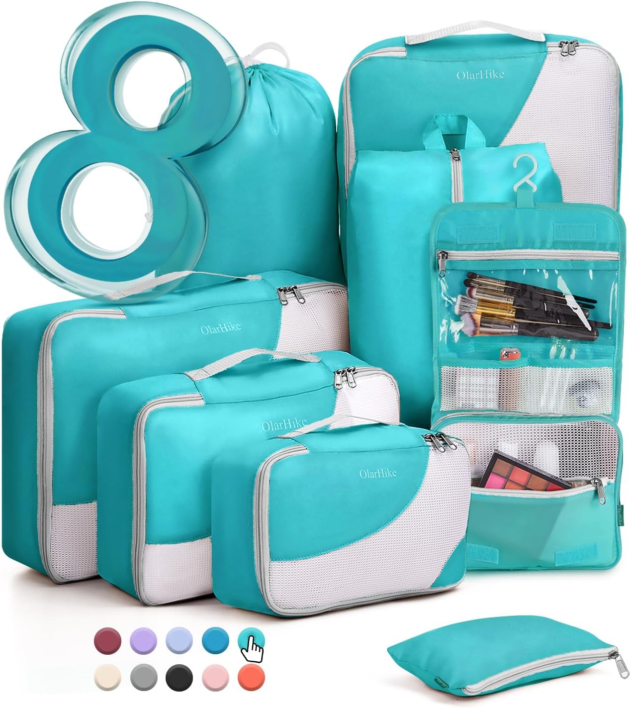 Amazon.com: OlarHike 8 Set Packing Cubes for Travel, Luggage Organizer ...