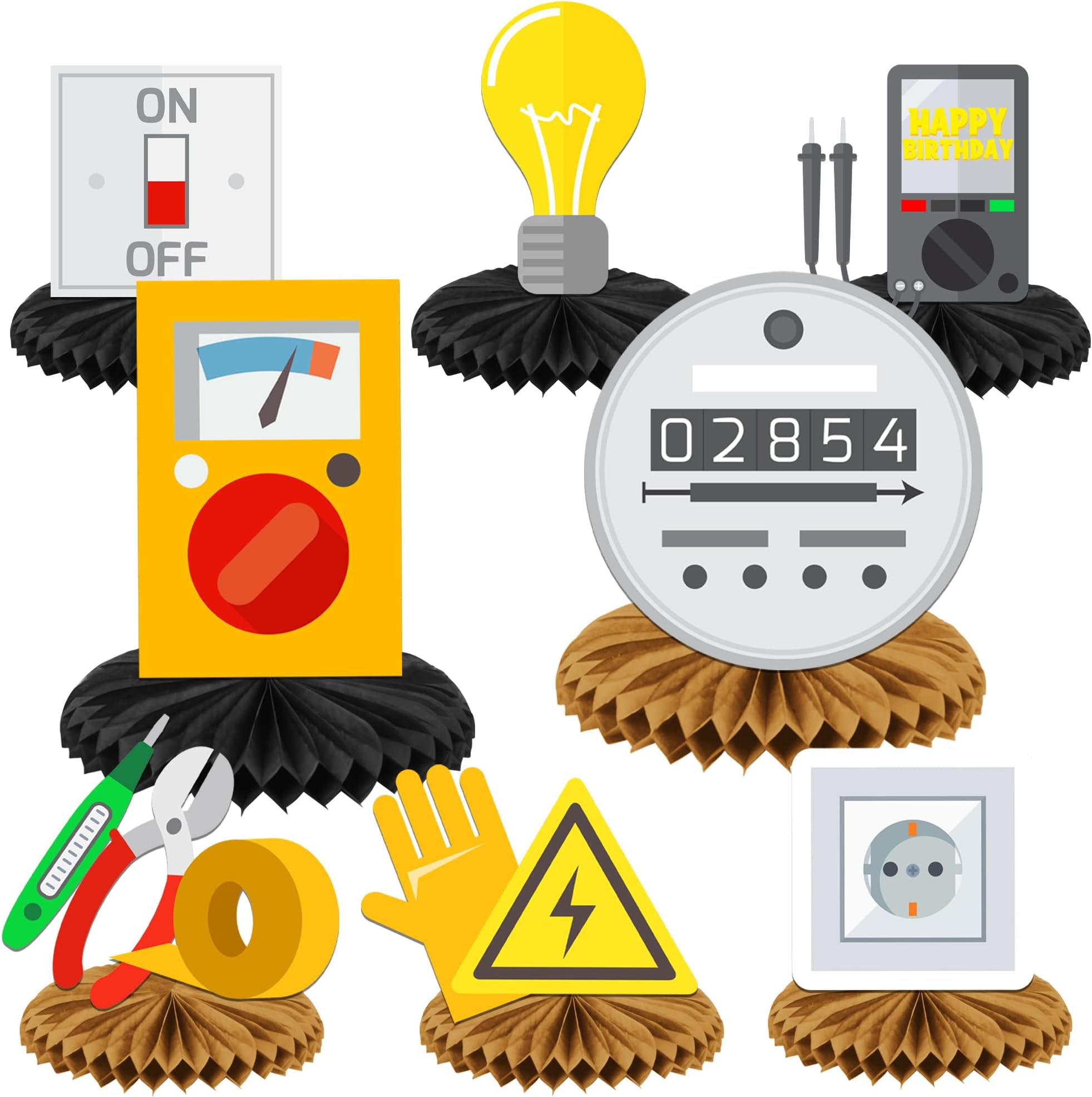 Amazon.com: Electrician Lineman Honeycomb Centerpieces Light Bulb Tools ...