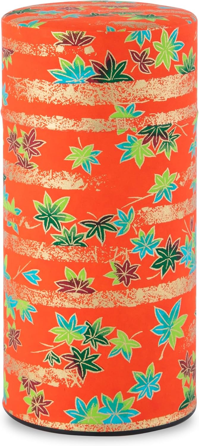Amazon.com: NOREN Japanese Tea Canister Tin (Yuzen Washi Paper - Autumn ...