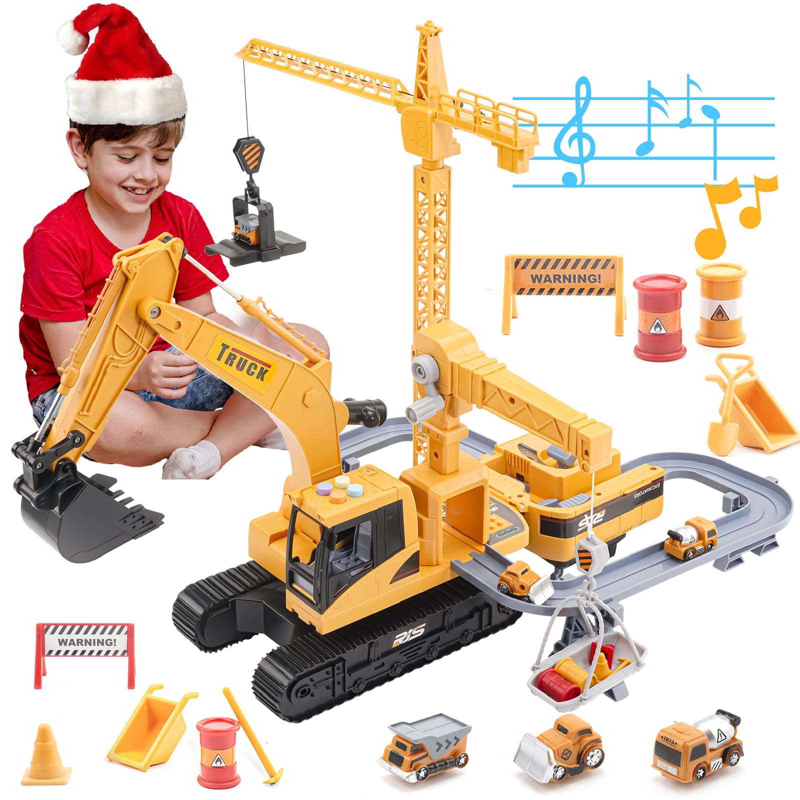 VELIYAKA Construction Vehicles Toy for Boys, 2 in 1 Engineering ...