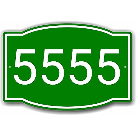 Amazon.com: Horizontal Green and White House Number, Address Plaque ...