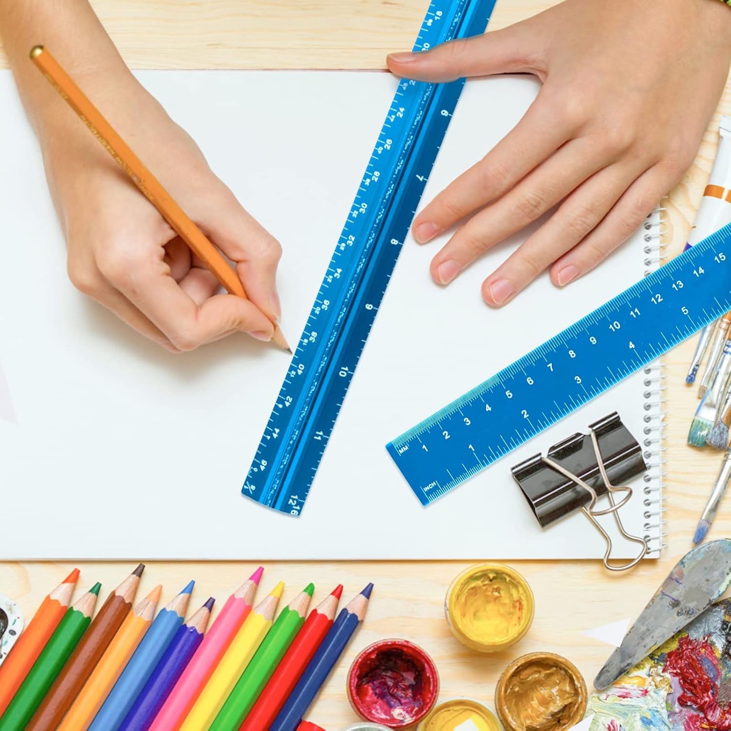 Regla de escala arquitectónica con regla recta, medidas imperiales de ...