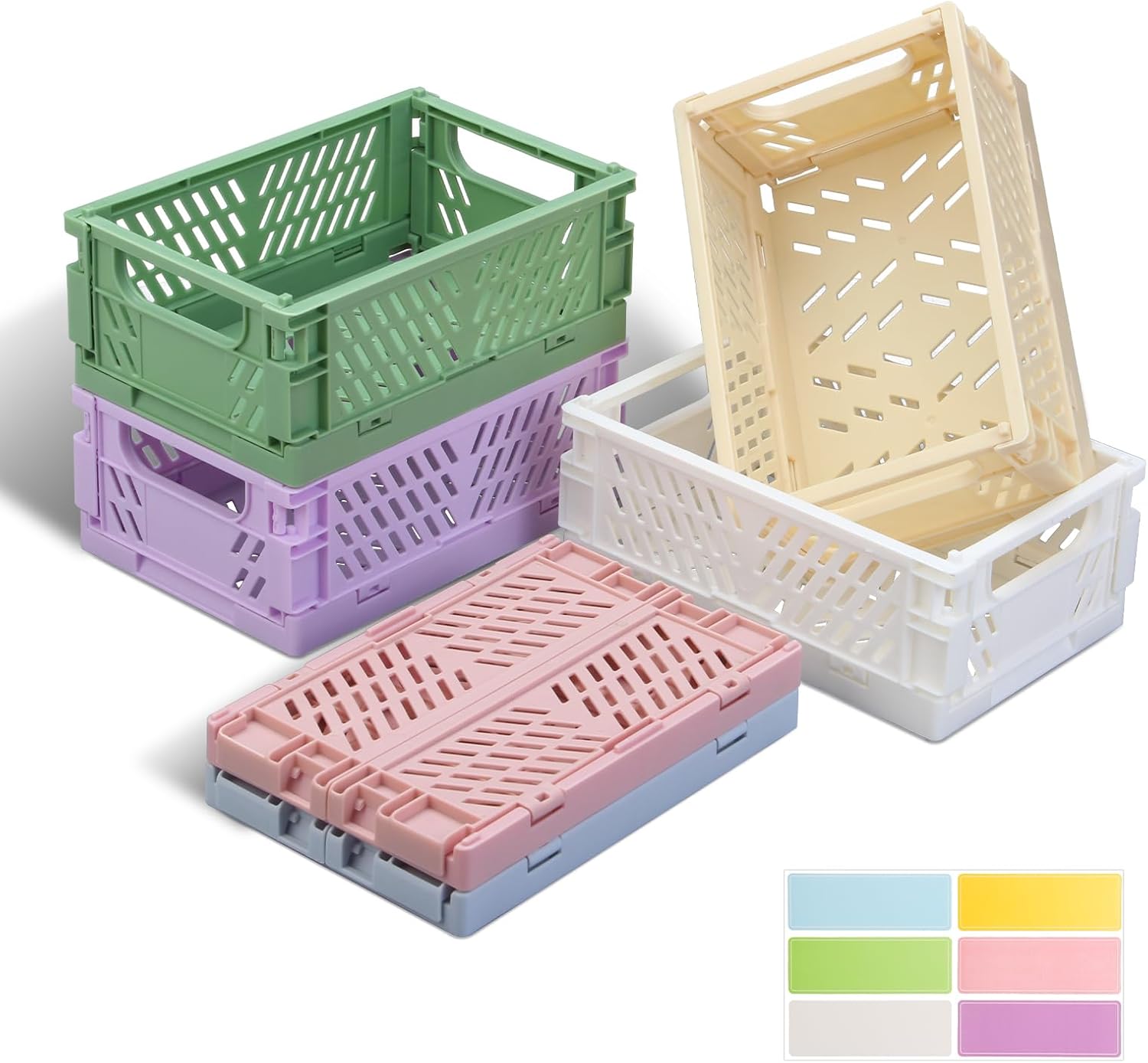 POFIBO Pack of 6 Folding Boxes, Small Plastic, Mini Folding Boxes ...