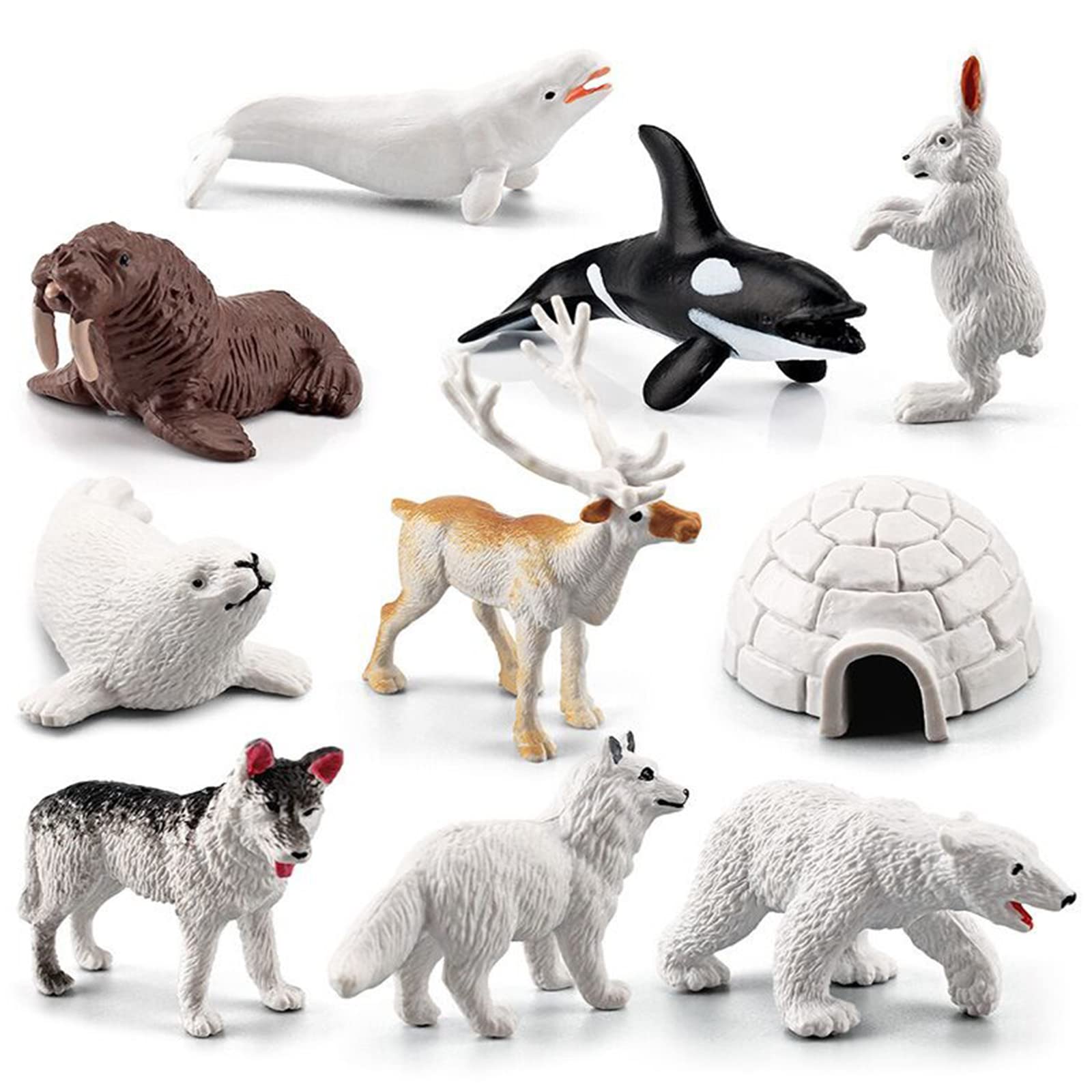 Buy 10Pcs Mini Arctic Animals Figurines Toy Sets, Realistic Polar ...