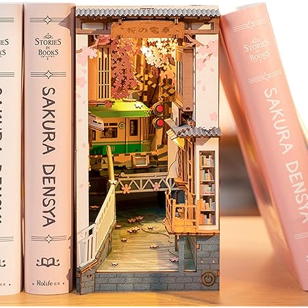 Amazon.co.jp: Rolife DIY Book Nook Cherry Blossom Train 3D Puzzle ...