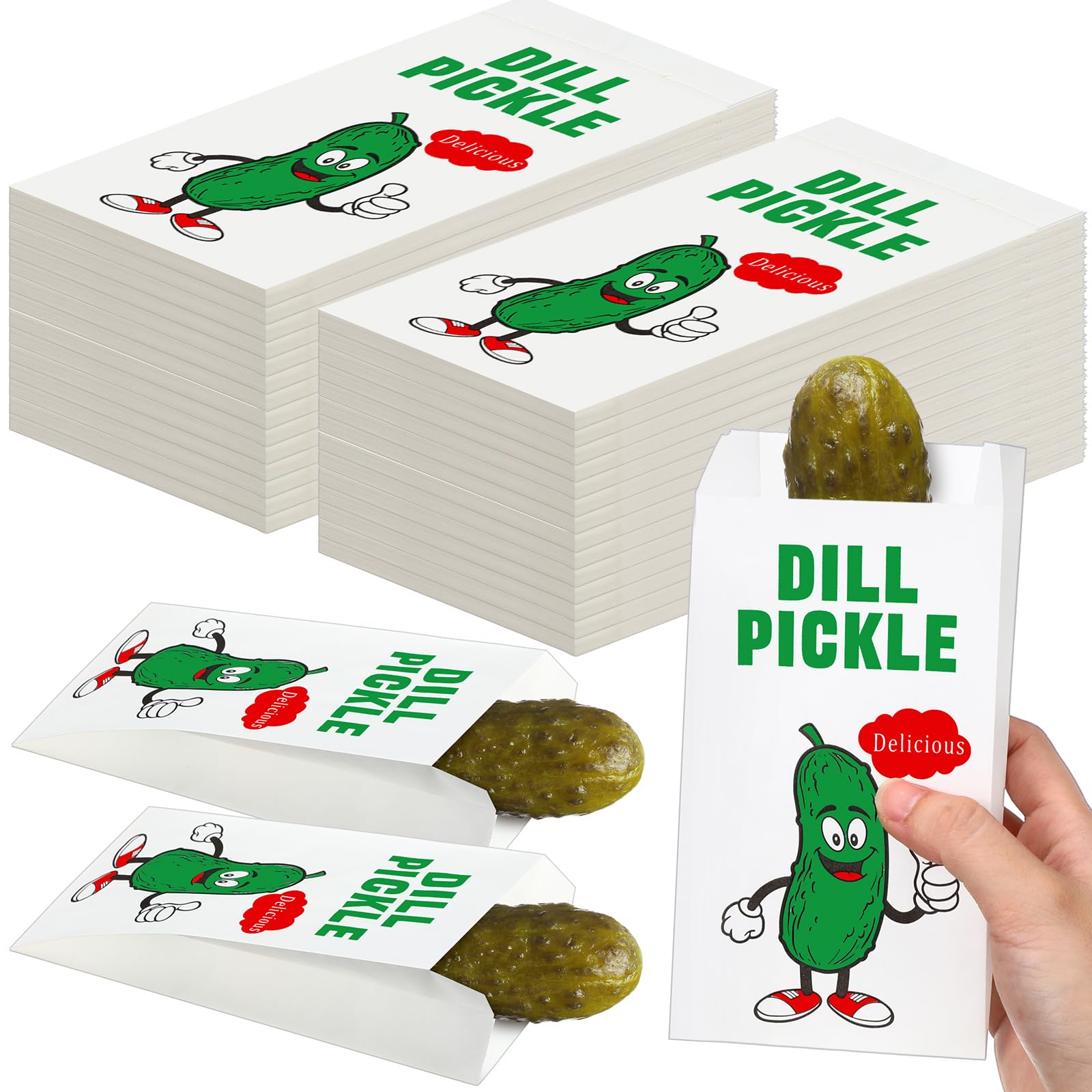 Amazon.com: 200 Pcs 6.5 x 3'' Dill Pickle Bags Pouches Paper Pickle ...