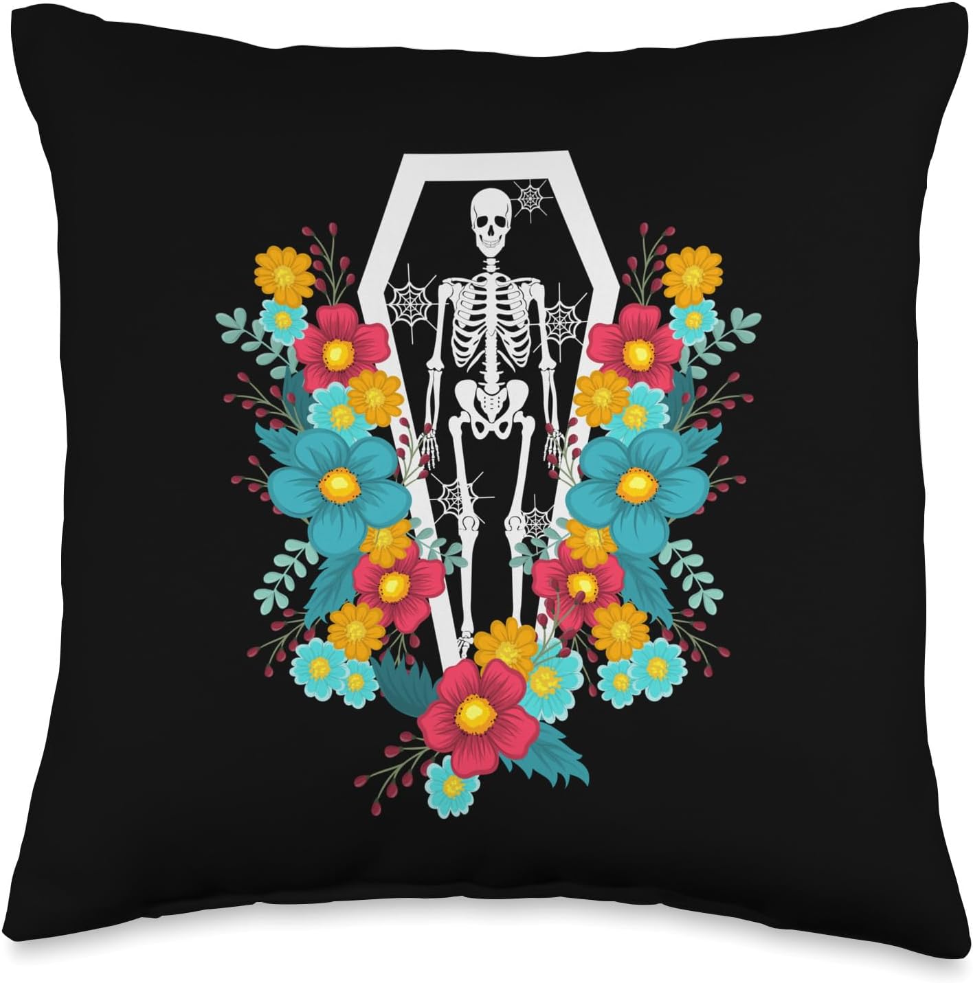 Amazon.com: Skeleton Coffin Casket In Flowers Halloween Gift Skeleton ...