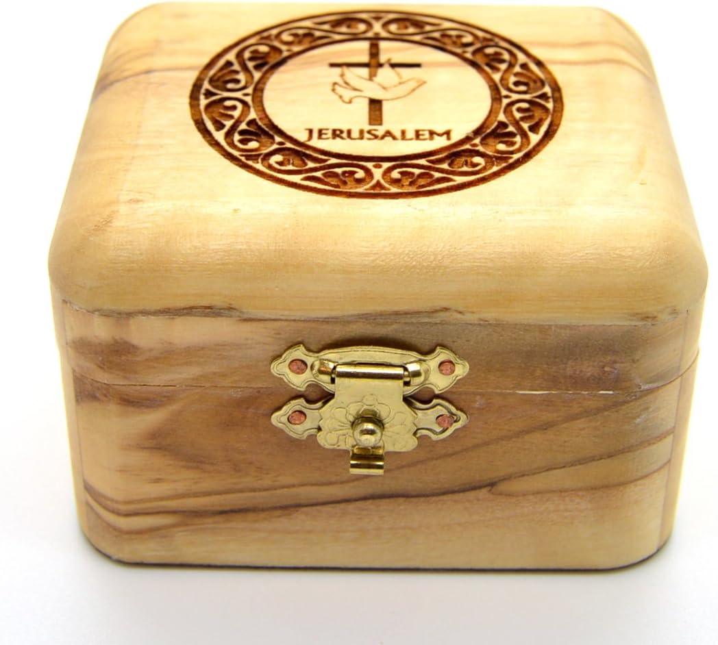 Amazon.com: Cross and Dove Olive Wood Box Genuine Holy Land Olive Wood ...