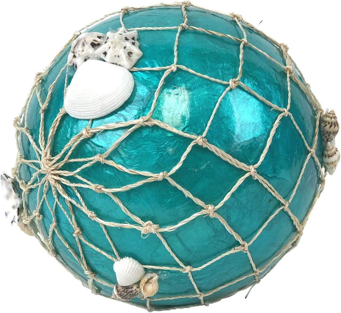Amazon.com: Beachcombers Capiz Ball with Shells & Abaca Net Teal Ball ...