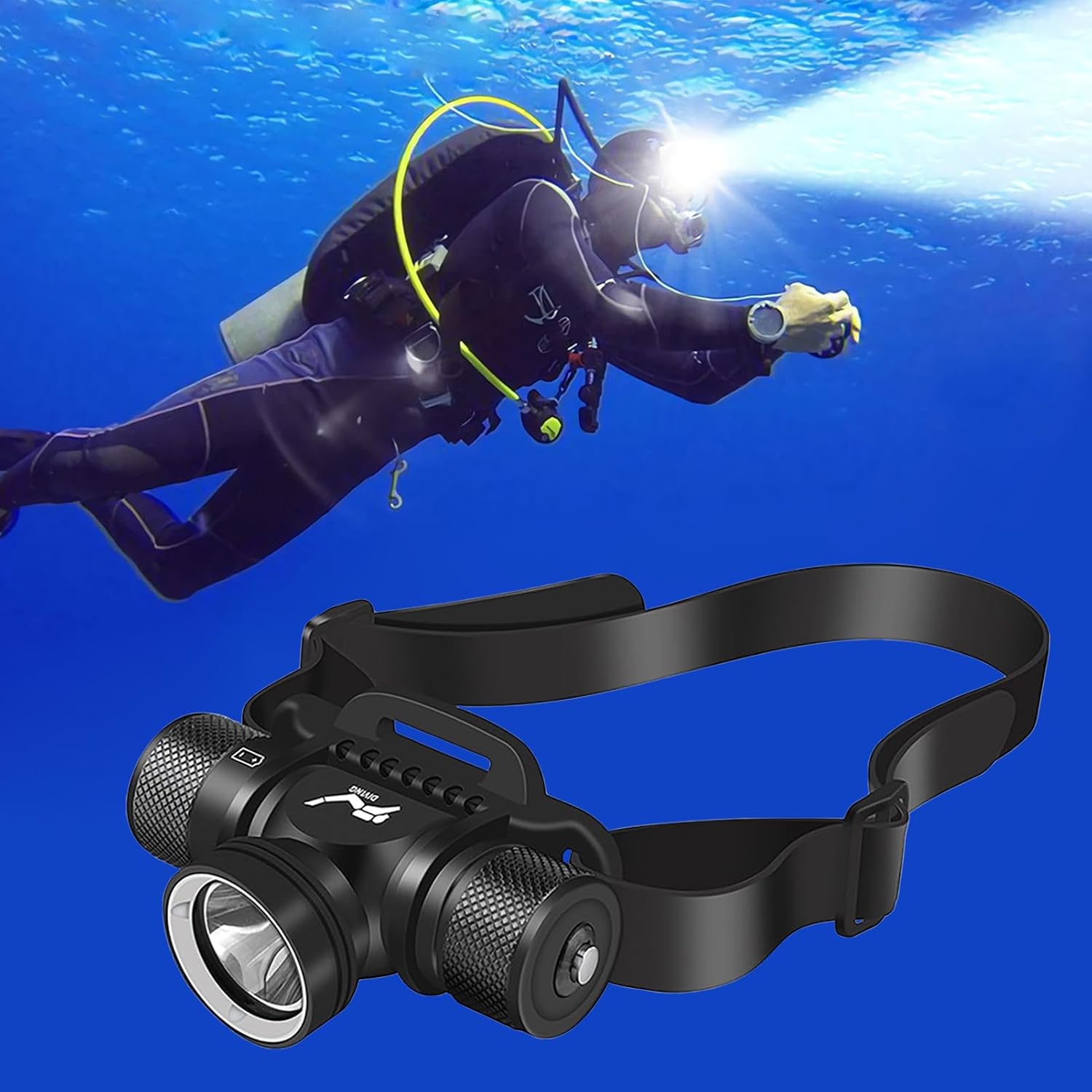 Amazon.com : BIKACU LED Diving Headlamp 1500 Lumens Professional Dive ...