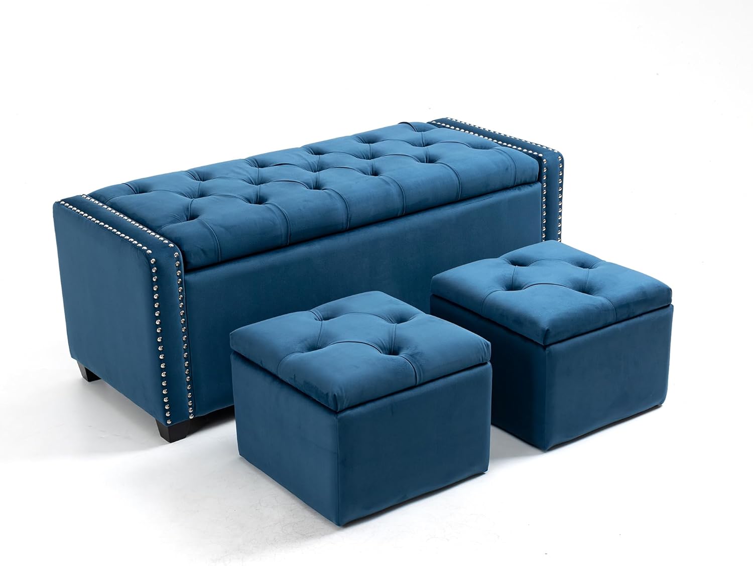 Amazon.com: Haplized Storage Ottoman Bench Set of 3, 47” Upholstered ...