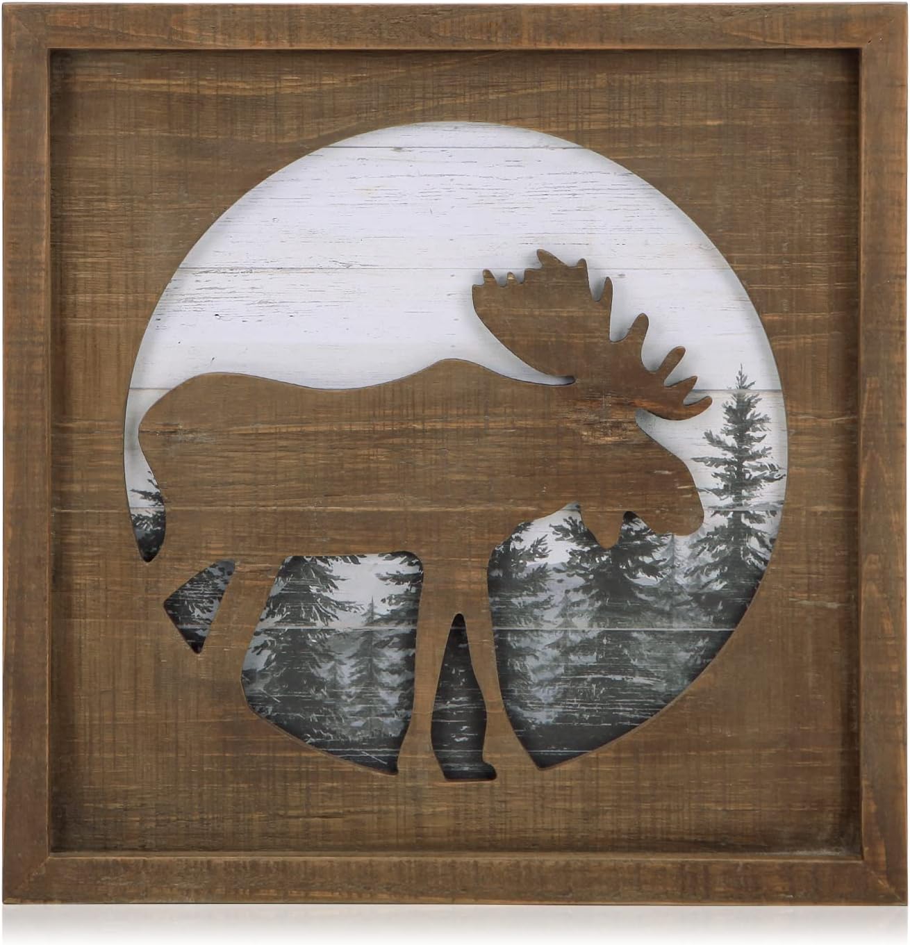 Amazon.com: NIKKY HOME Rustic Wood Cabin Decor with Moose - Woodland ...