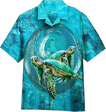 Amazon.com: Green Turtle Funny Shirts for Men, Animal Print Shirt Men ...