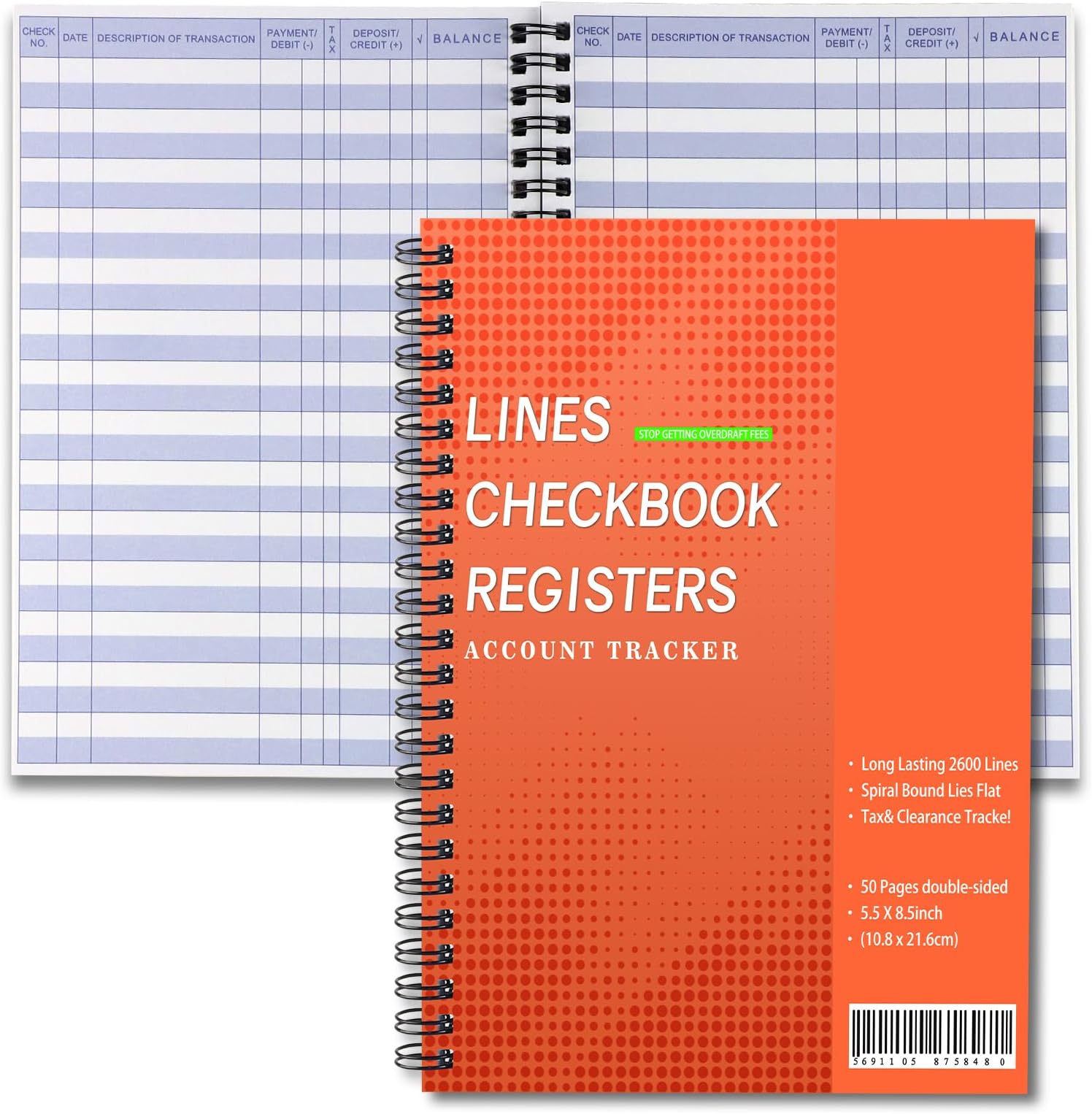 Amazon.com : Check Registers for Personal Checkbook, Spiral Large Check ...