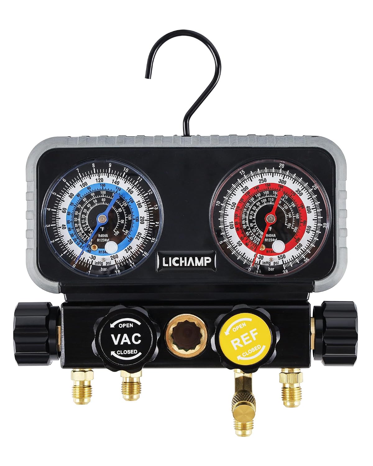 Lichamp Manómetro rojo y azul de 4 vías, para R1234YF R134A – Guatemala