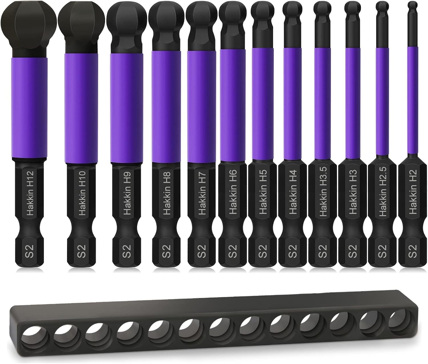 Hakkin Sechskant Bit Set Lang12 Stück 65 mm Kugelkopf Schraubendreher ...