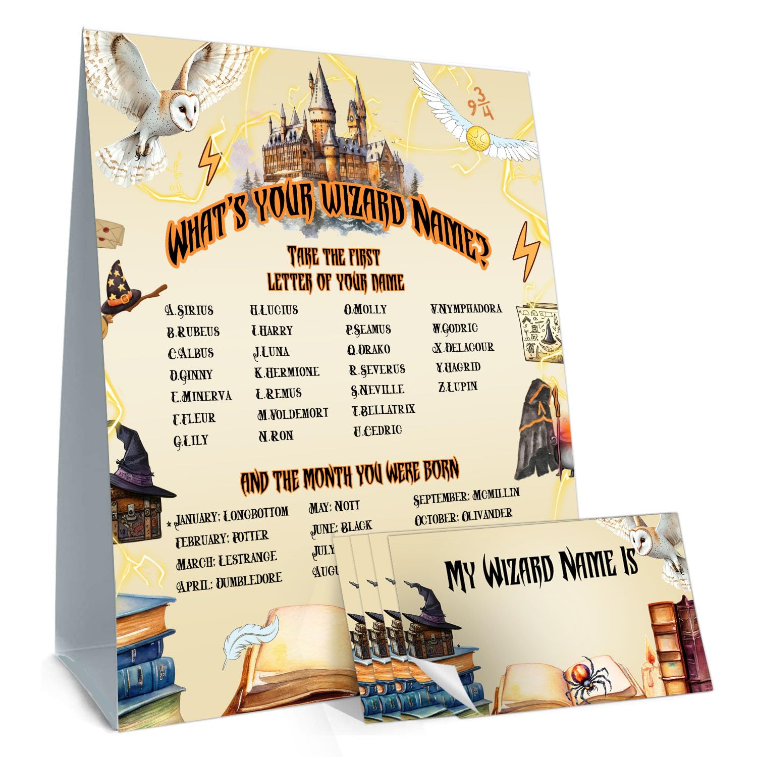 Amazon.com: Wizard Theme Game Cards Set, What's Your Wizard Name Game Card, Including 1 Wizard ...
