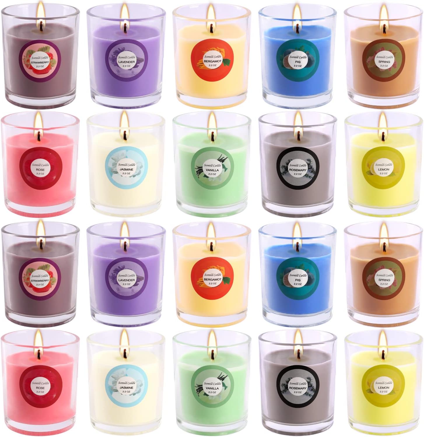 Amazon.com: 20 Pack Strong Scented Candles Gift Set with 10 Fragrances ...